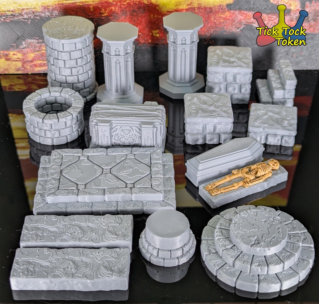 Dungeon Scatter Terrain Set (16pcs): Columns, Altar, Well - 28mm RPG - Etsy