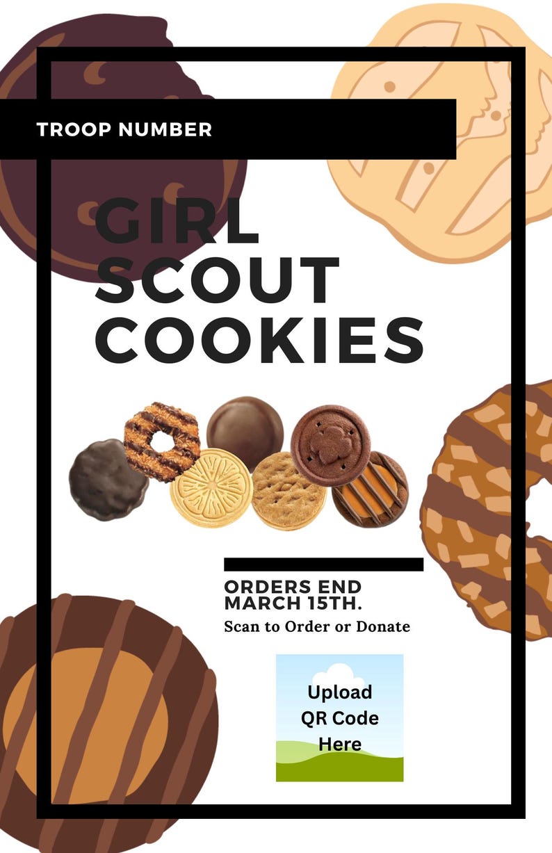 Editable Girl Scout Cookie Flyer, ABC Bakers Cookie Season 2026, Canva ...