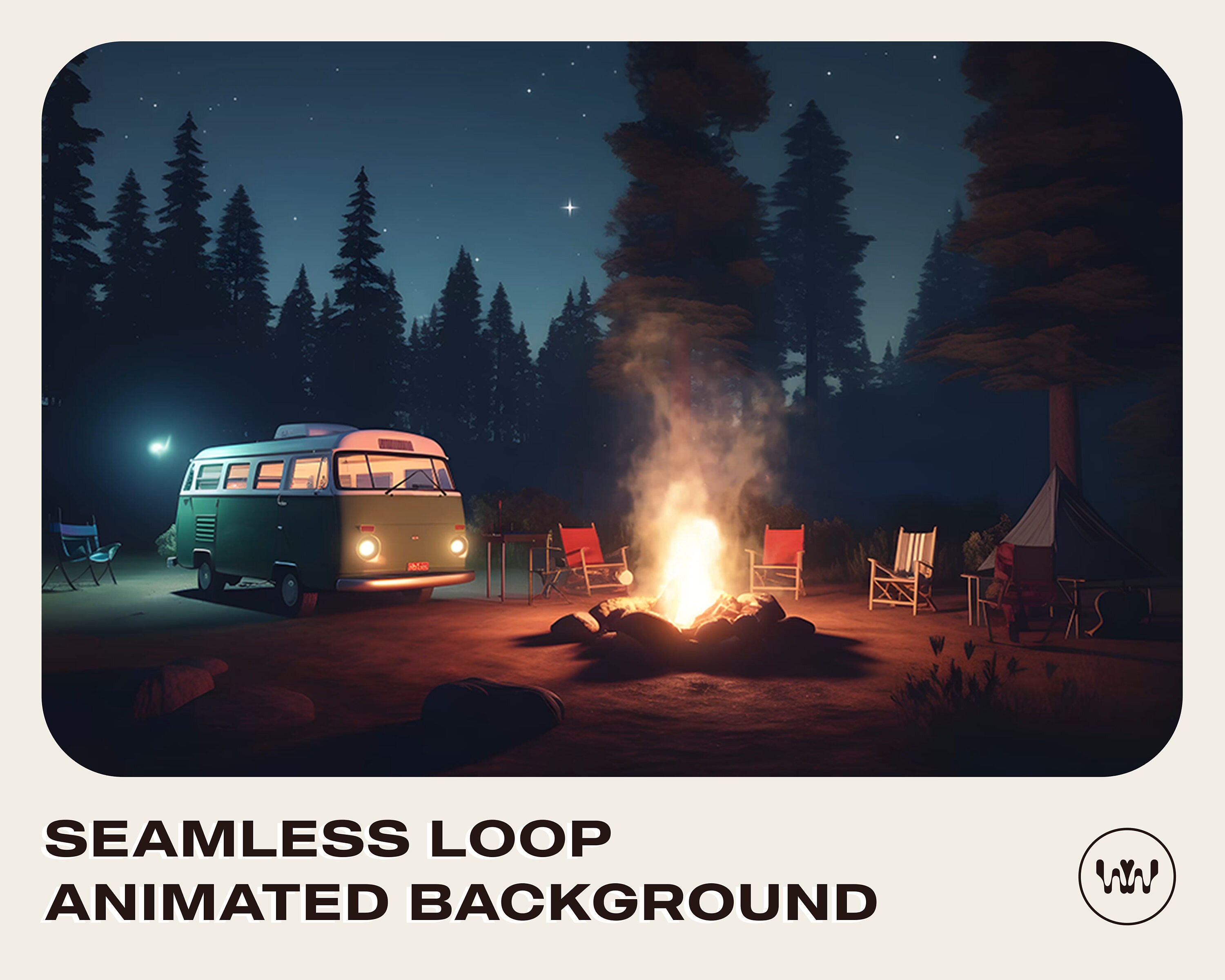 Animated Background for Streaming | Summer Camping Campfire in the ...