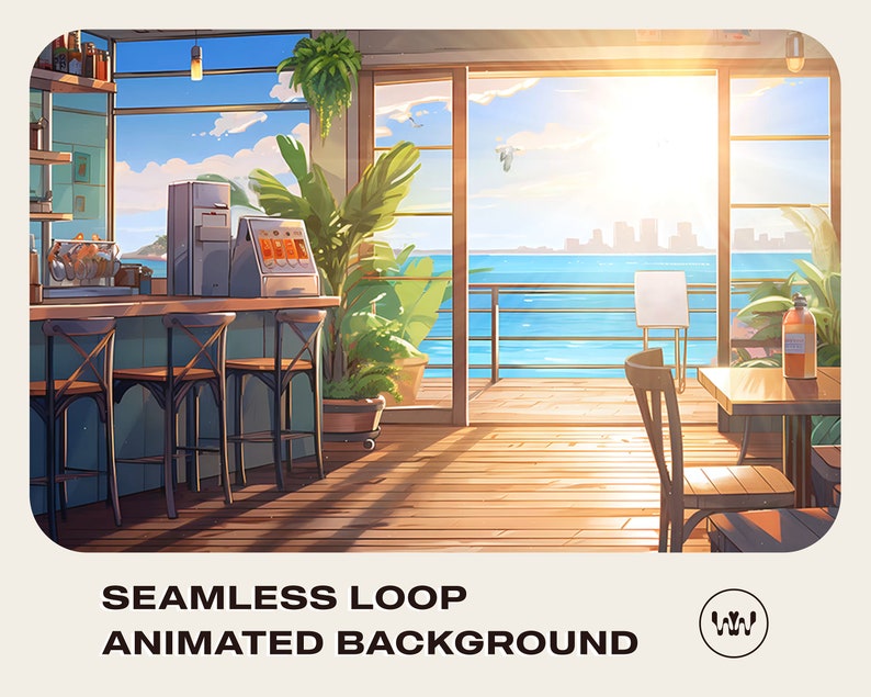 Seaside Beach Cafe Animated Background for Streaming | Instant Digital ...