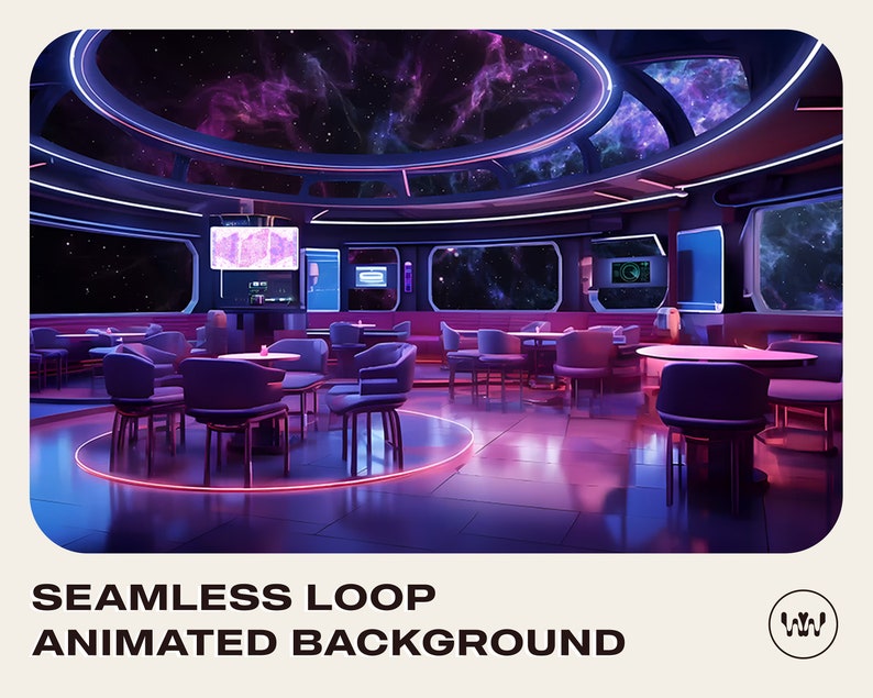 Space Cafe Cosmic Galaxy Restaurant Bistro Animated Background ...