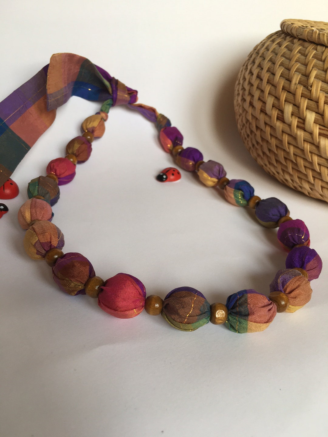 Collana tessuto cotone/seta colorata - Etsy Italia