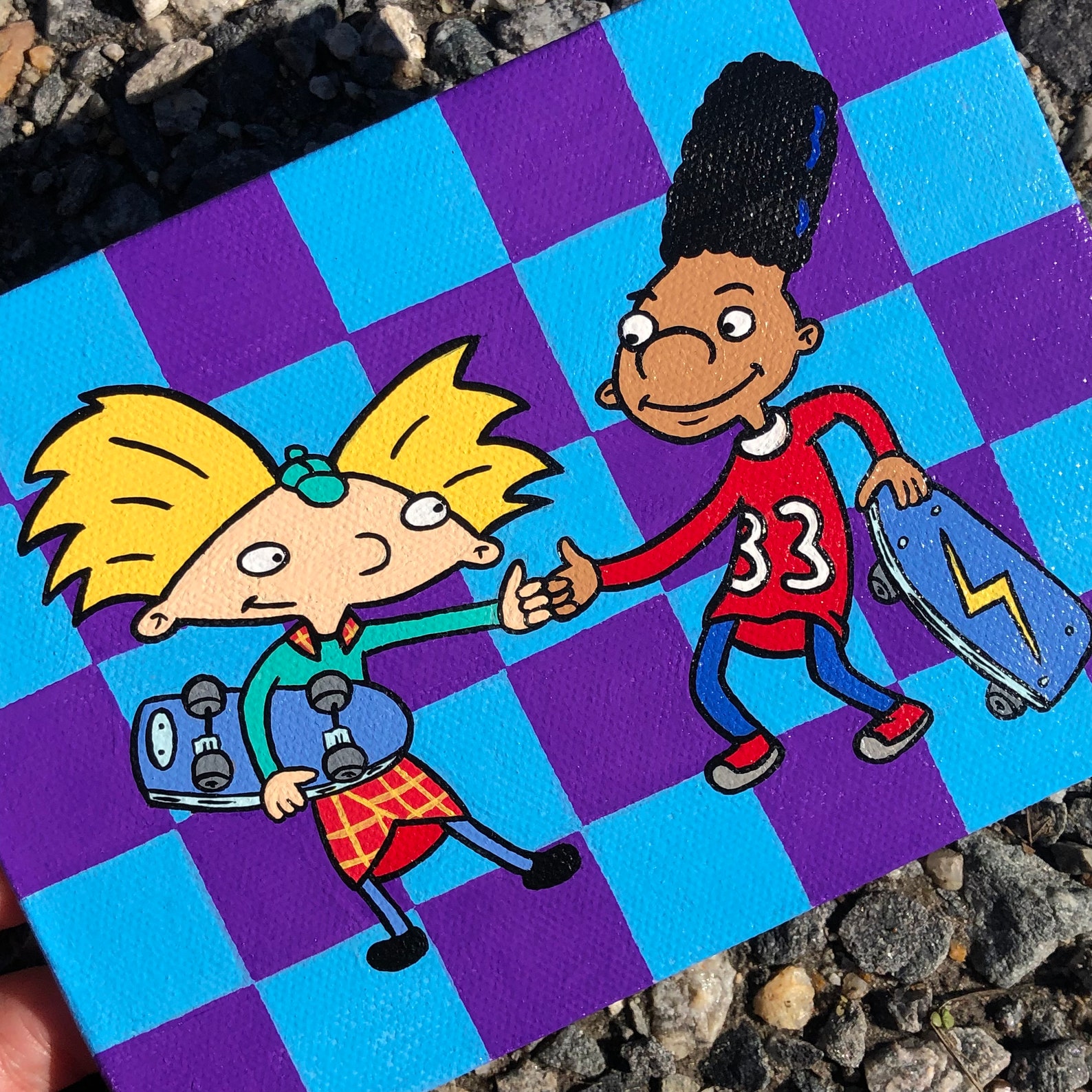 Arnold & Gerald Skateboarding Hey Arnold Fan Art Canvas Painting - Etsy