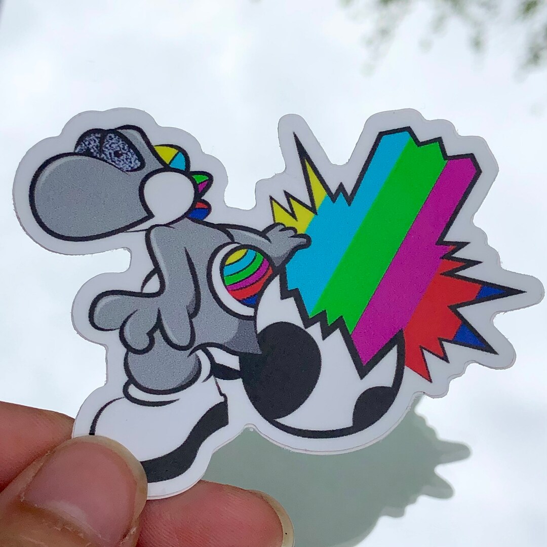 Trippy Rainbow Yoshi Sticker - Etsy