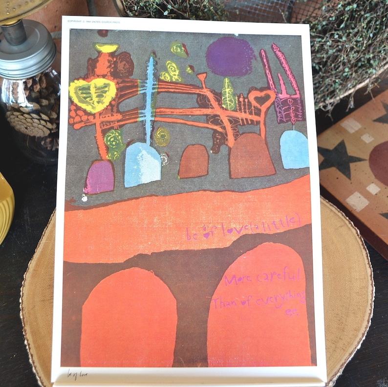 Sister Corita Print "be of Love" 1960s Modern Pop E.E. Cumings Quote ...