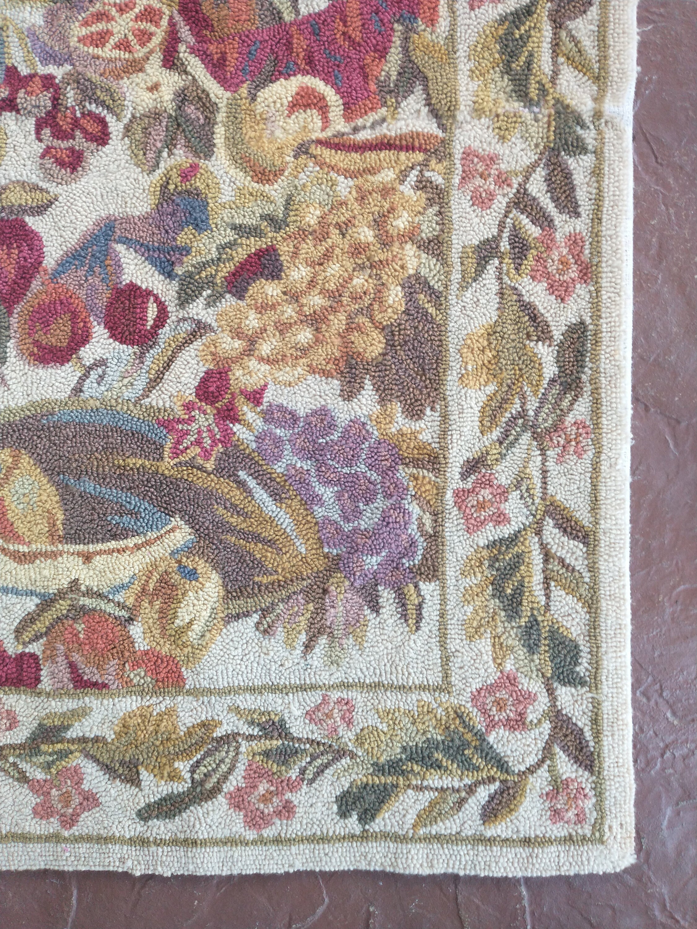 Vintage Hooked Wool Rug With Floral & Fruit Theme 49 X 29 Inch - Etsy
