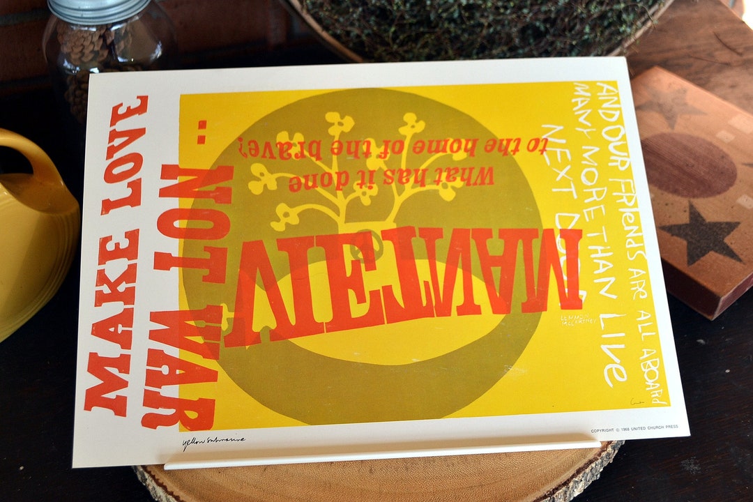 Sister Corita Print Make Love Not War Yellow Submarine Beatles 1968 ...