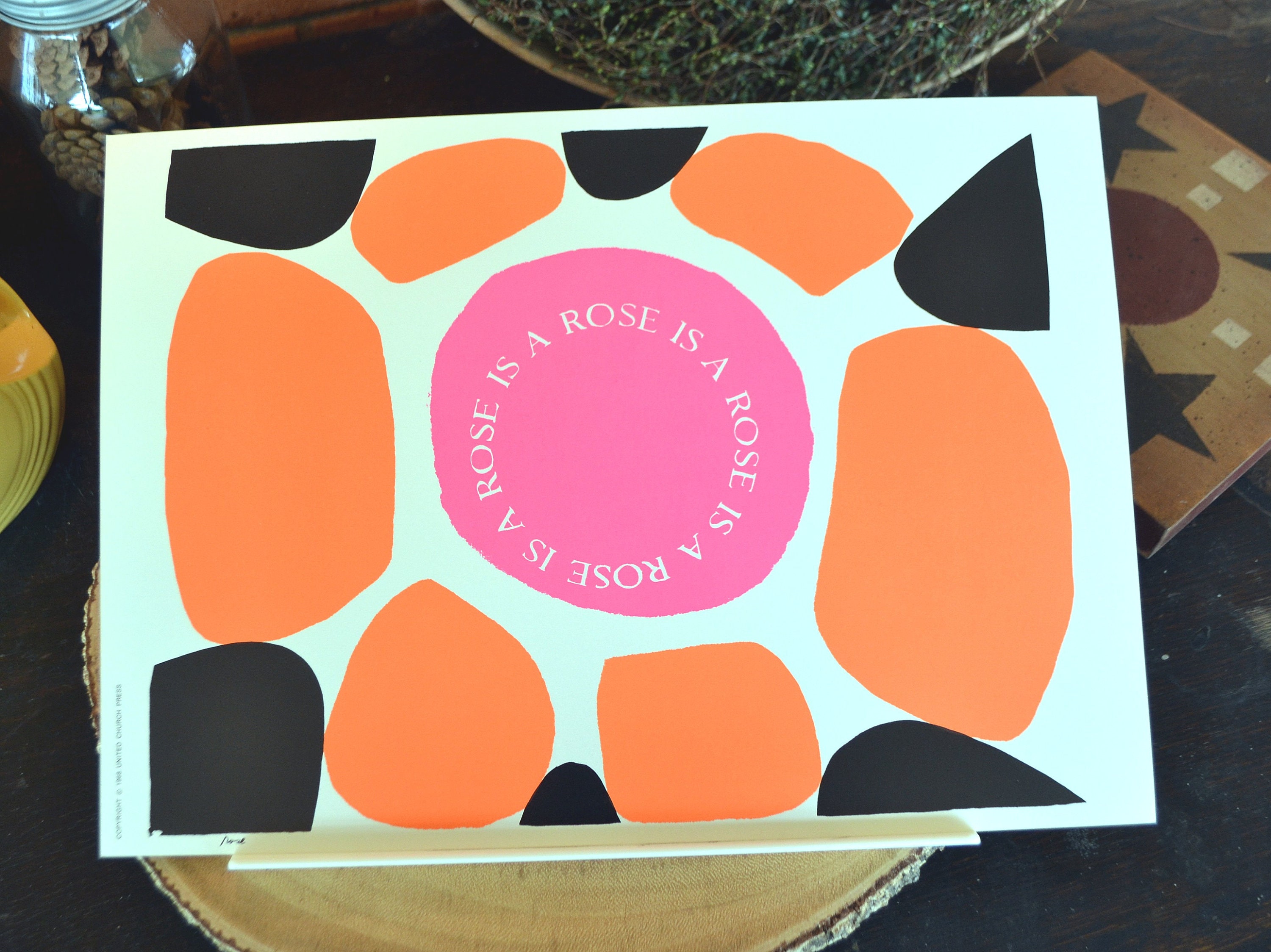 Sister Corita Print Rose 1960s Modern Pop Art Florescent Pink & Orange ...