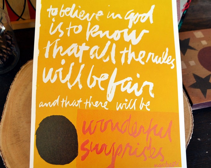 Sister Corita Pop Art Print: to Believe in God, Ugo Betti Quote, 1960s ...