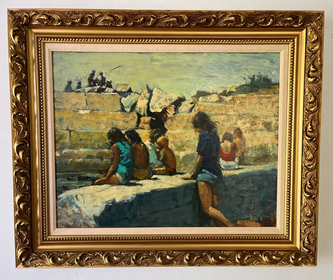 Davis Miller Oil Painting on Artist Board of Coastal Scene Manhattan ...