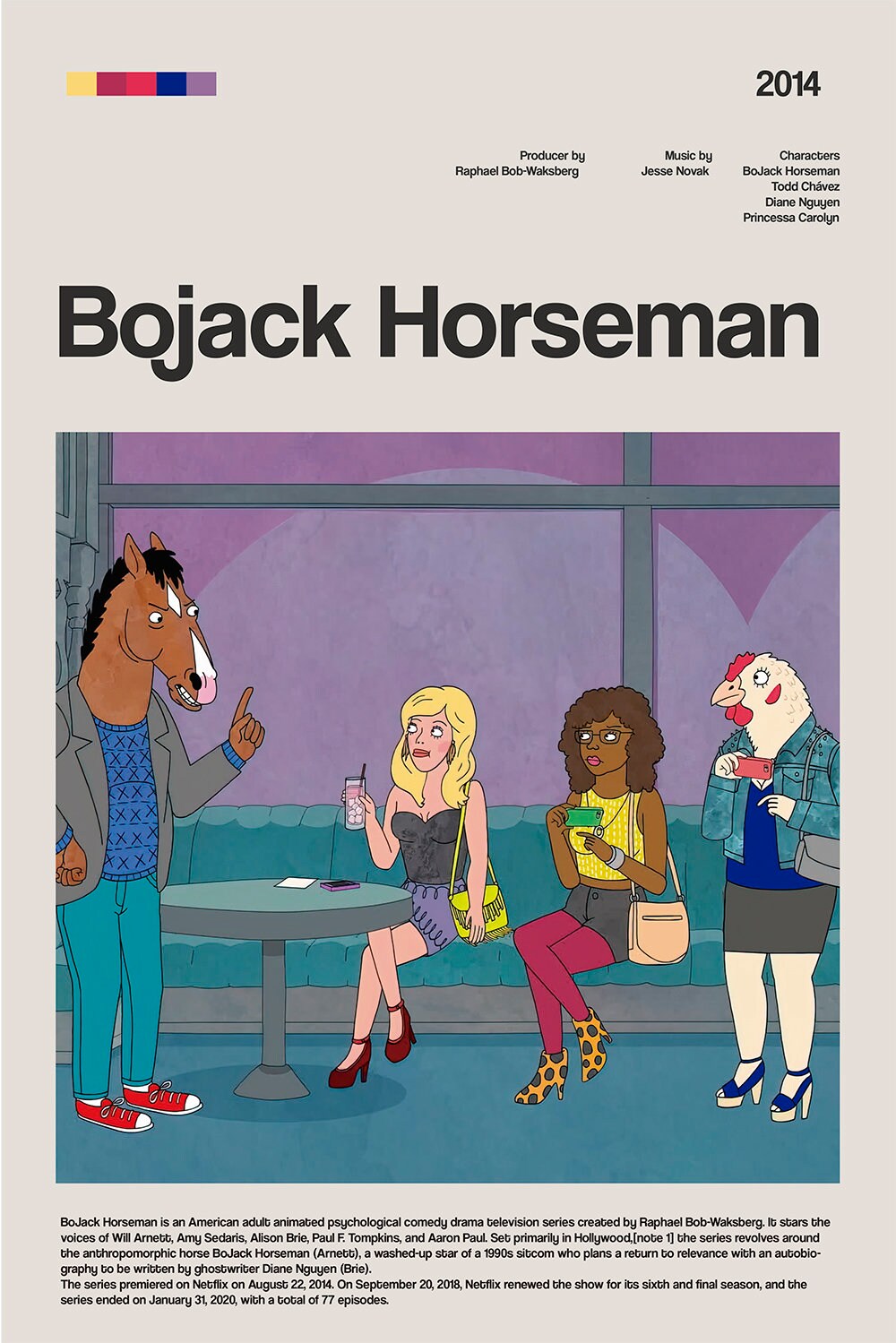 Bojack Horseman Series Poster, Poster Print, Vintage Wall Decor, Retro ...
