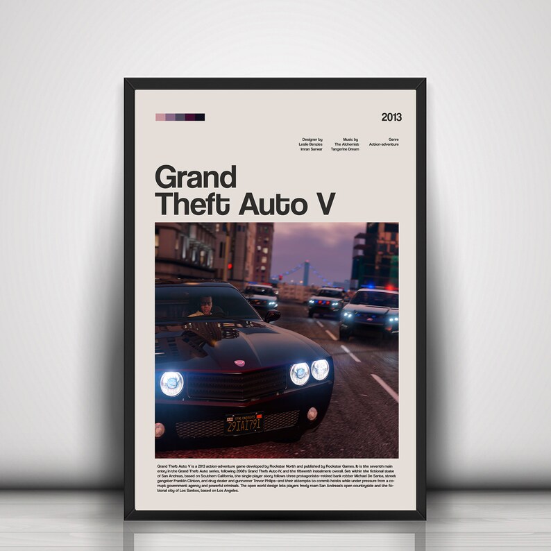 Grand Theft Auto Custom Videogame Poster GTA Action and Adventure Print ...