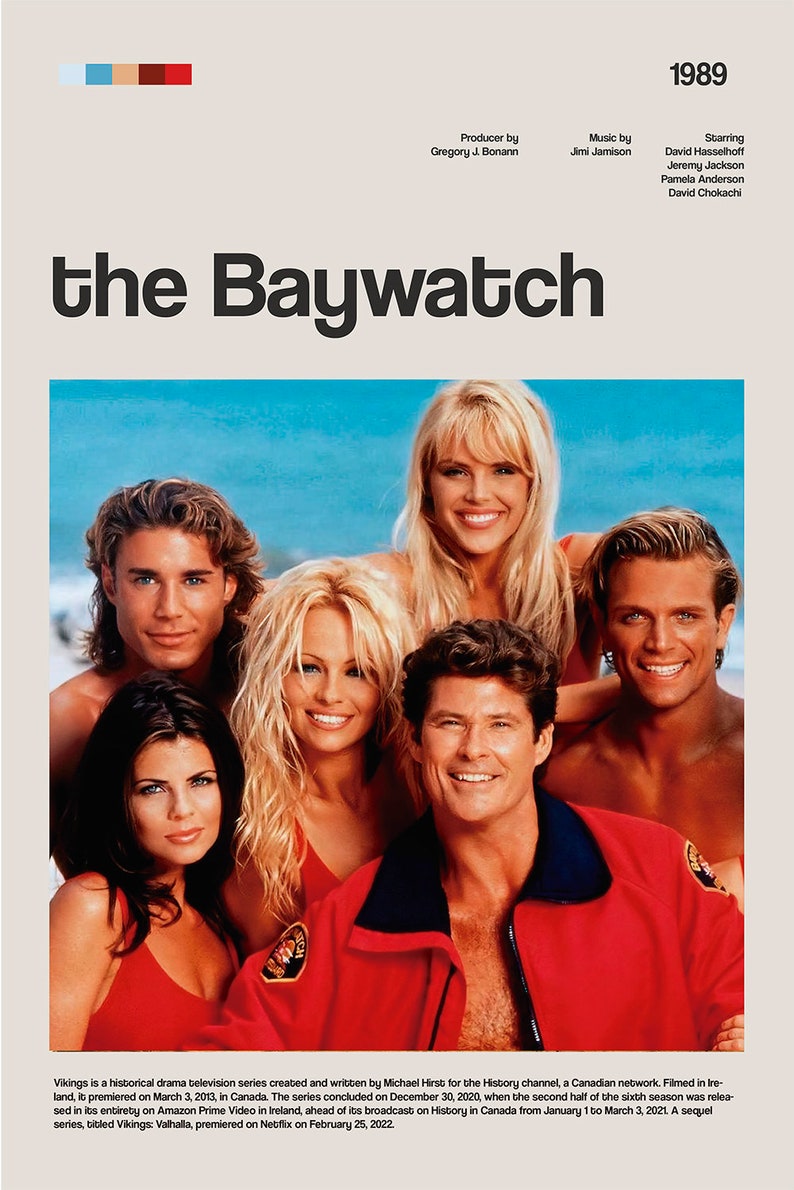 Baywatch Series Poster, Series Poster Print, Vintage Wall Decor, Retro ...