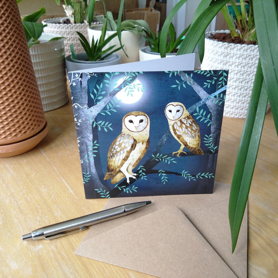 Barn Owls Greetings Card - Etsy