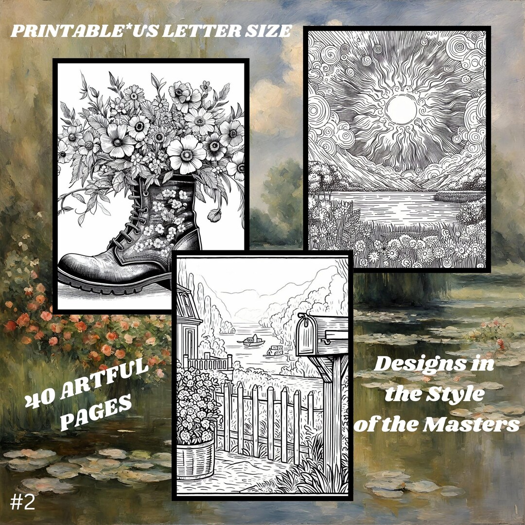 Coloring Pages in the Style of the Masters. Coloring Pages - Etsy