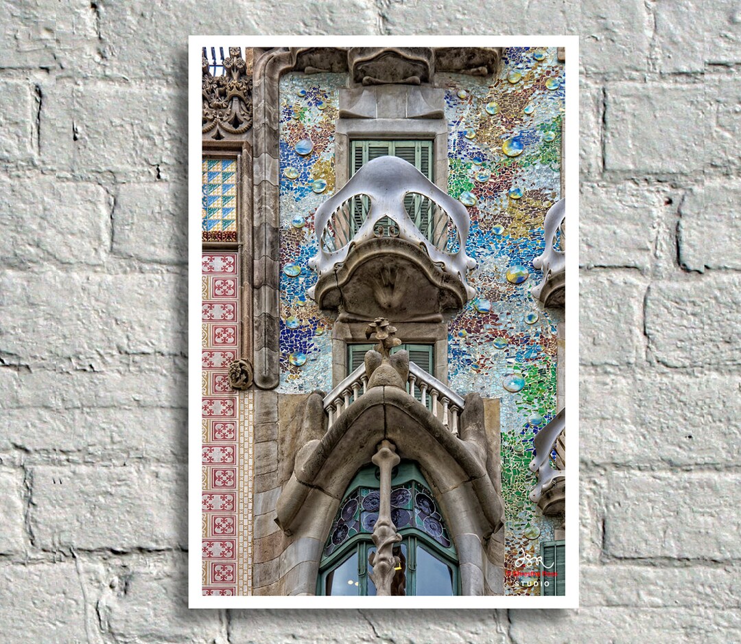 Fine Art Print, Richly Textured Colorful Modernisme Facade Detail of ...