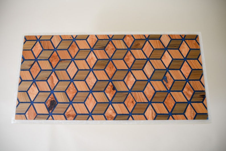 3-D Diamond Pattern Coffee Table With Sinker Cypress Blue | Etsy