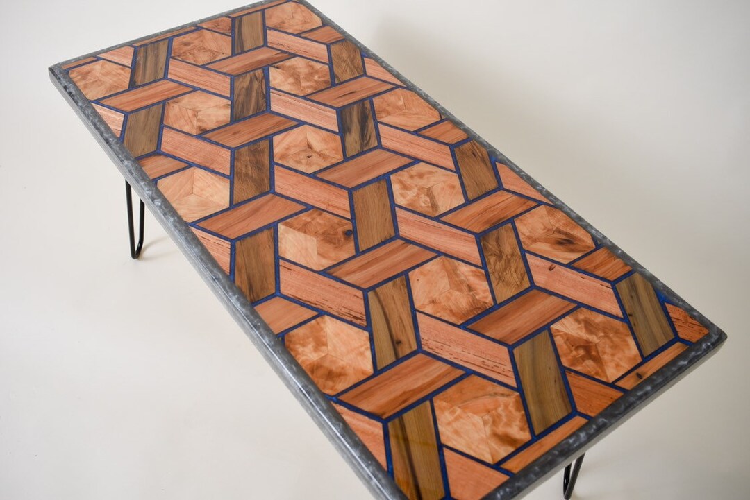 3-D Woven Pattern Coffee Table With Sinker Cypress Blue - Etsy