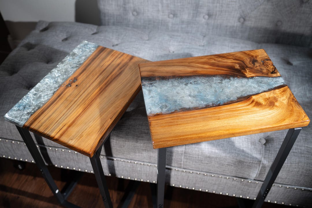 Handmade Sinker Cypress & Resin Side Table | Modern C-table - Etsy