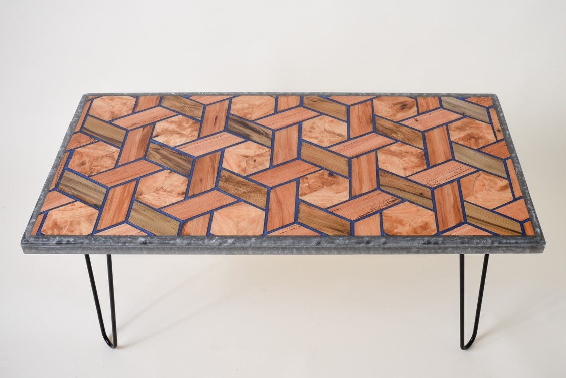 3-D Woven Pattern Coffee Table With Sinker Cypress Blue - Etsy