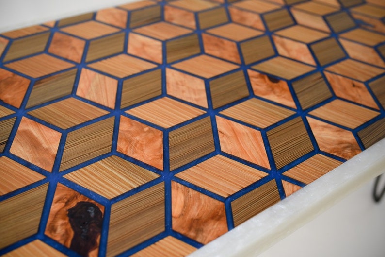 3-D Diamond Pattern Coffee Table With Sinker Cypress Blue | Etsy