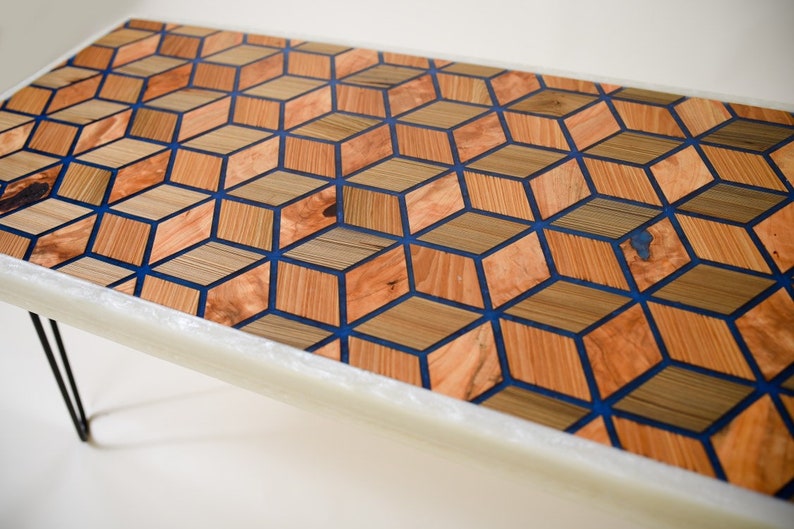 3-D Diamond Pattern Coffee Table With Sinker Cypress Blue | Etsy