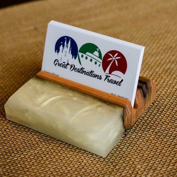 Wood Resin Business Card Holder - Etsy