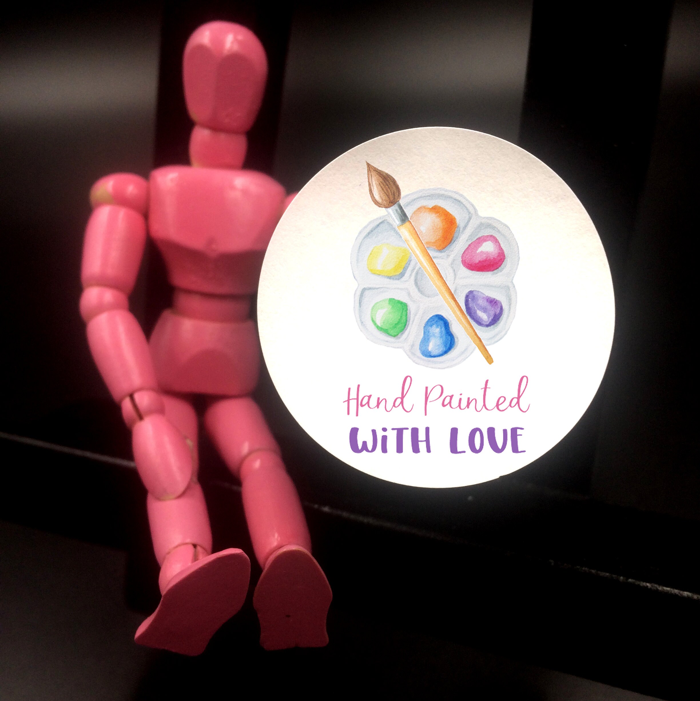 Hand Painted With Love Art packaging stickers Watercolour | Etsy