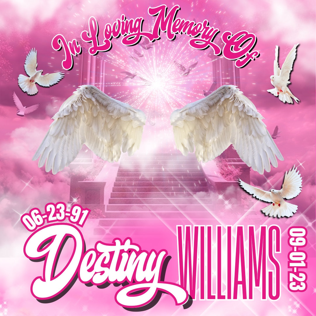 EDITABLE in Loving Memory , Pink Heaven's Stairway Memorial Background ...