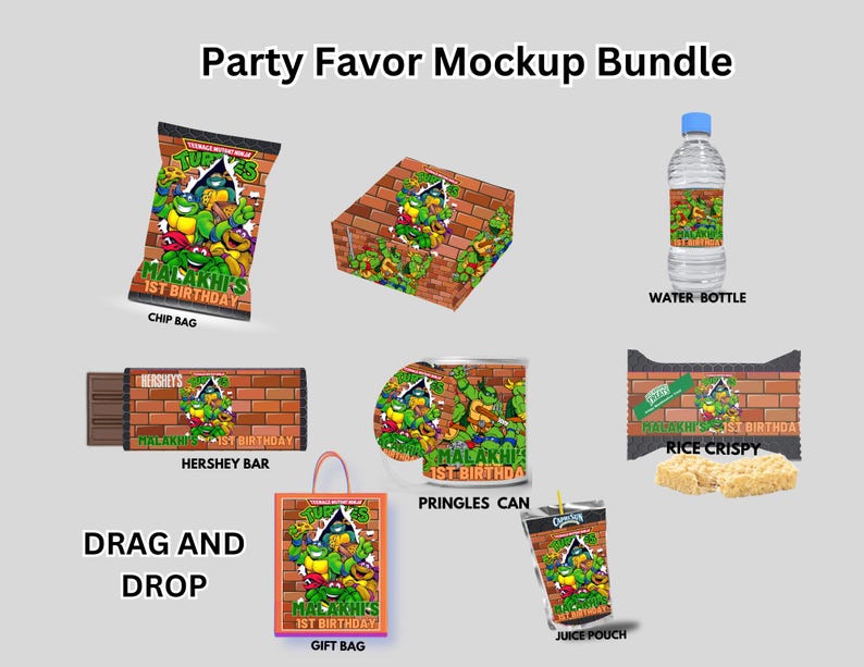 EDITABLE NINJA Turtle Party Favor Bundle Template CANVA - Etsy