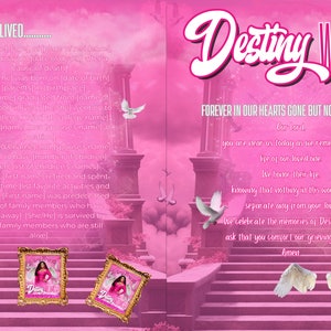 EDITABLE Elegant Pink OBITUARY Template (6 PAGES ) Pink Style Funeral ...