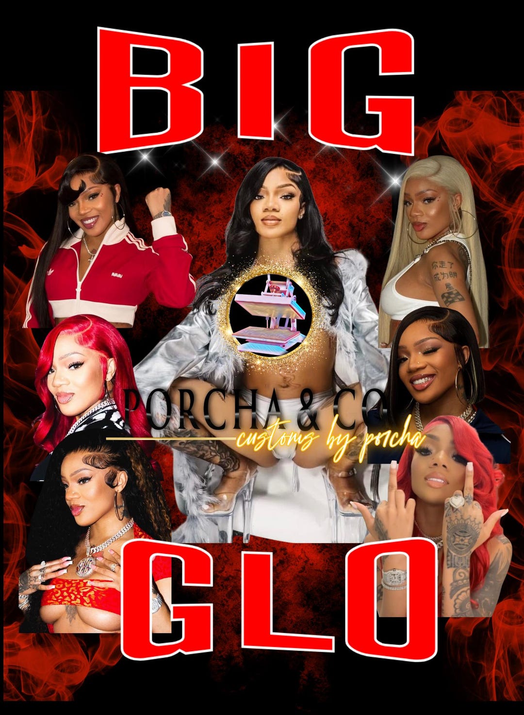 Artist Big Glo Glorilla PNG Red Image DTF - Etsy