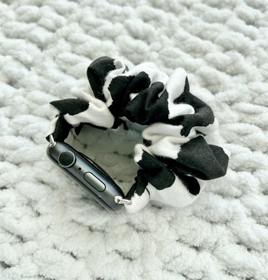 Apple | Galaxy Watch Band | Black or Pink Cow Scrunchie Watch Band ...