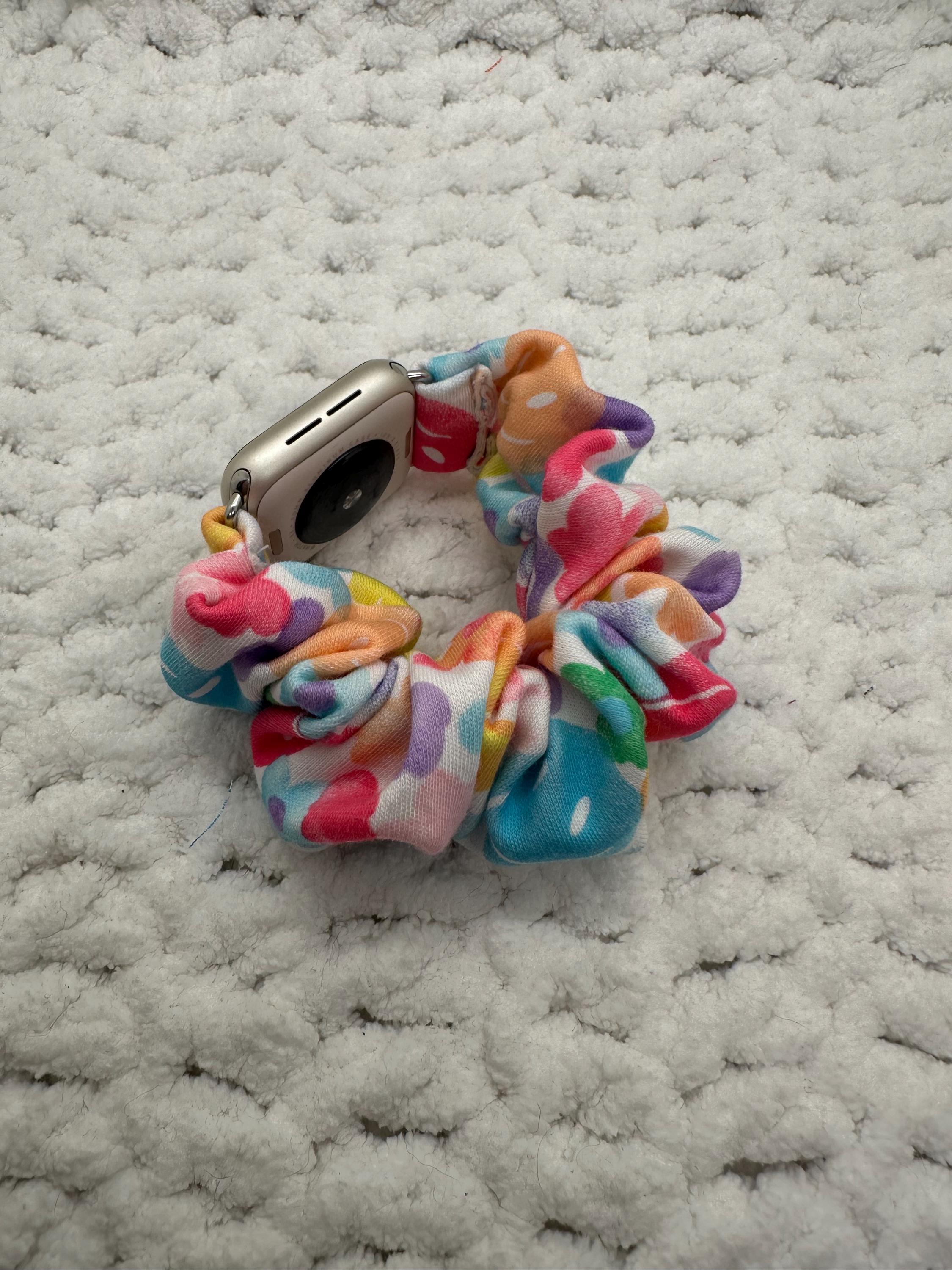 Smiley Face and Flowers Chunkie Scrunchie Band | Apple Watch or Galaxy ...