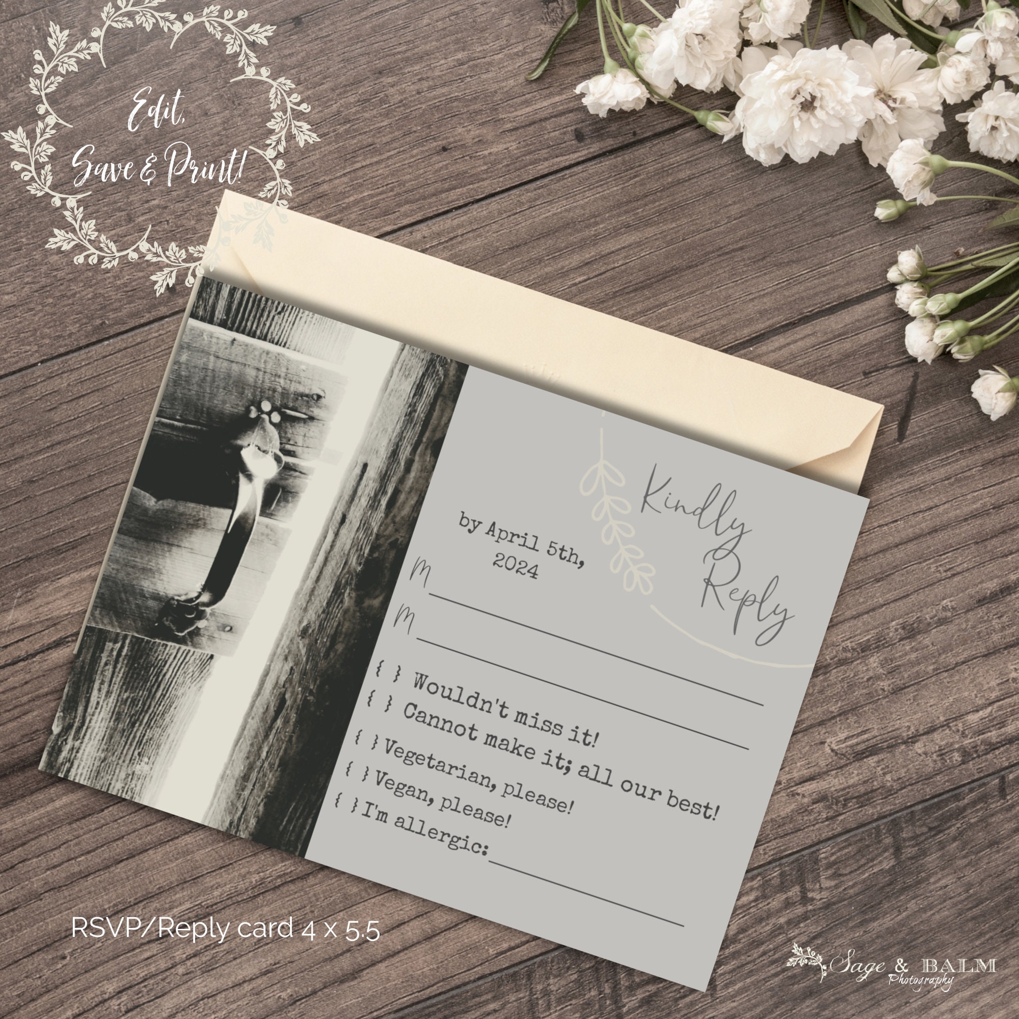 Rustic Door Ajar Digital Wedding Template Suite Set of 6 | Printable ...