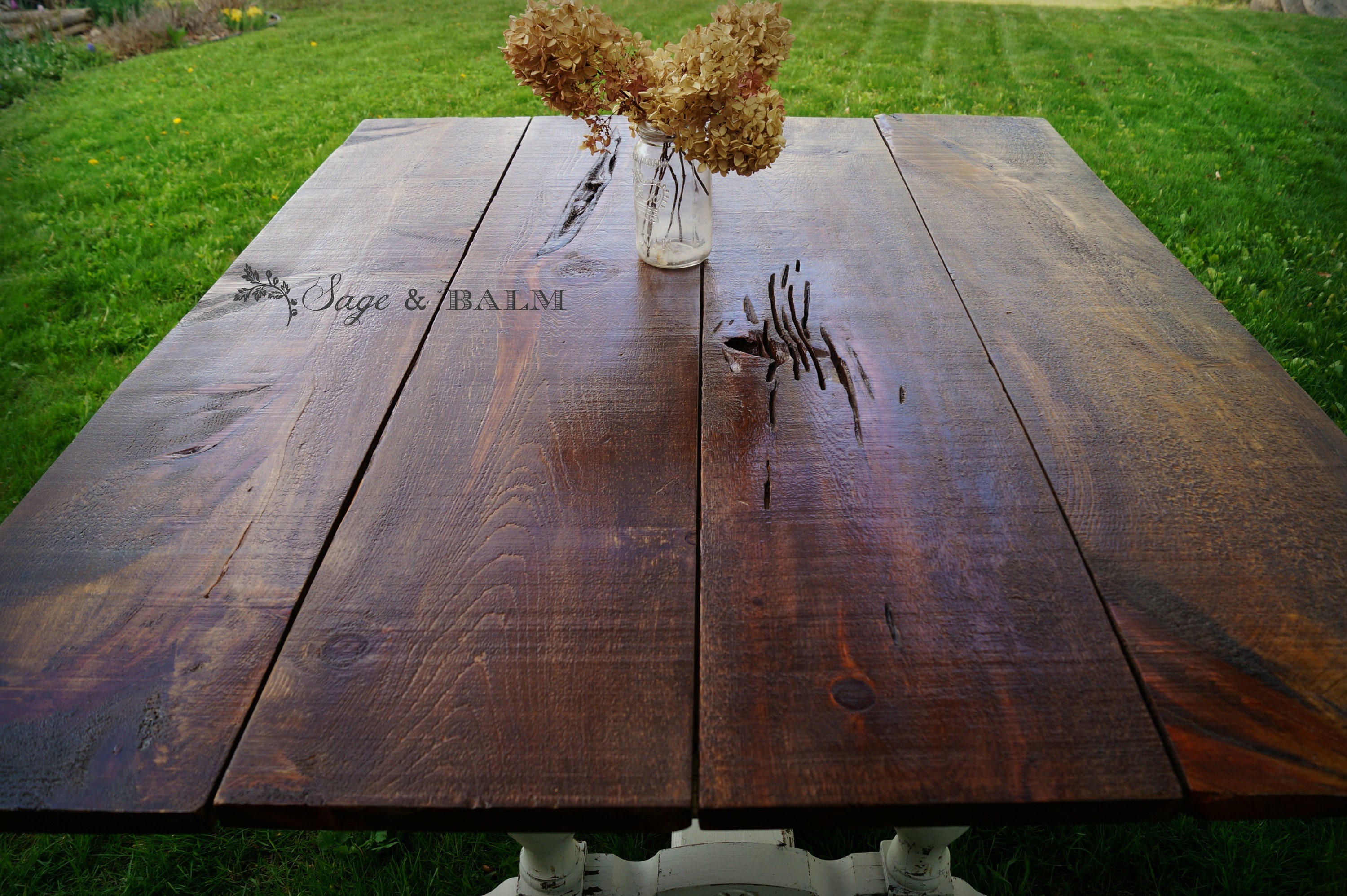 SOLD | French Farmhouse Rustic Shabby Chic Dining Table | Distressed Painted Dining Table ...