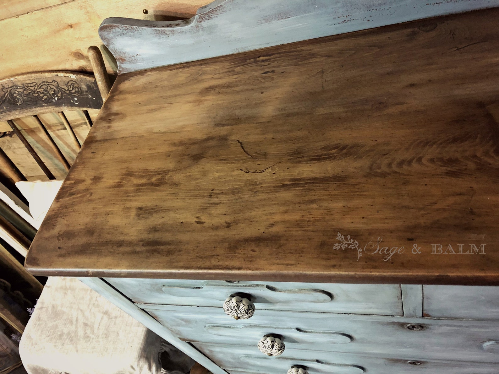 SOLD Blue Primitive Shabby Chic Antique Dresser or Sideboard | Etsy