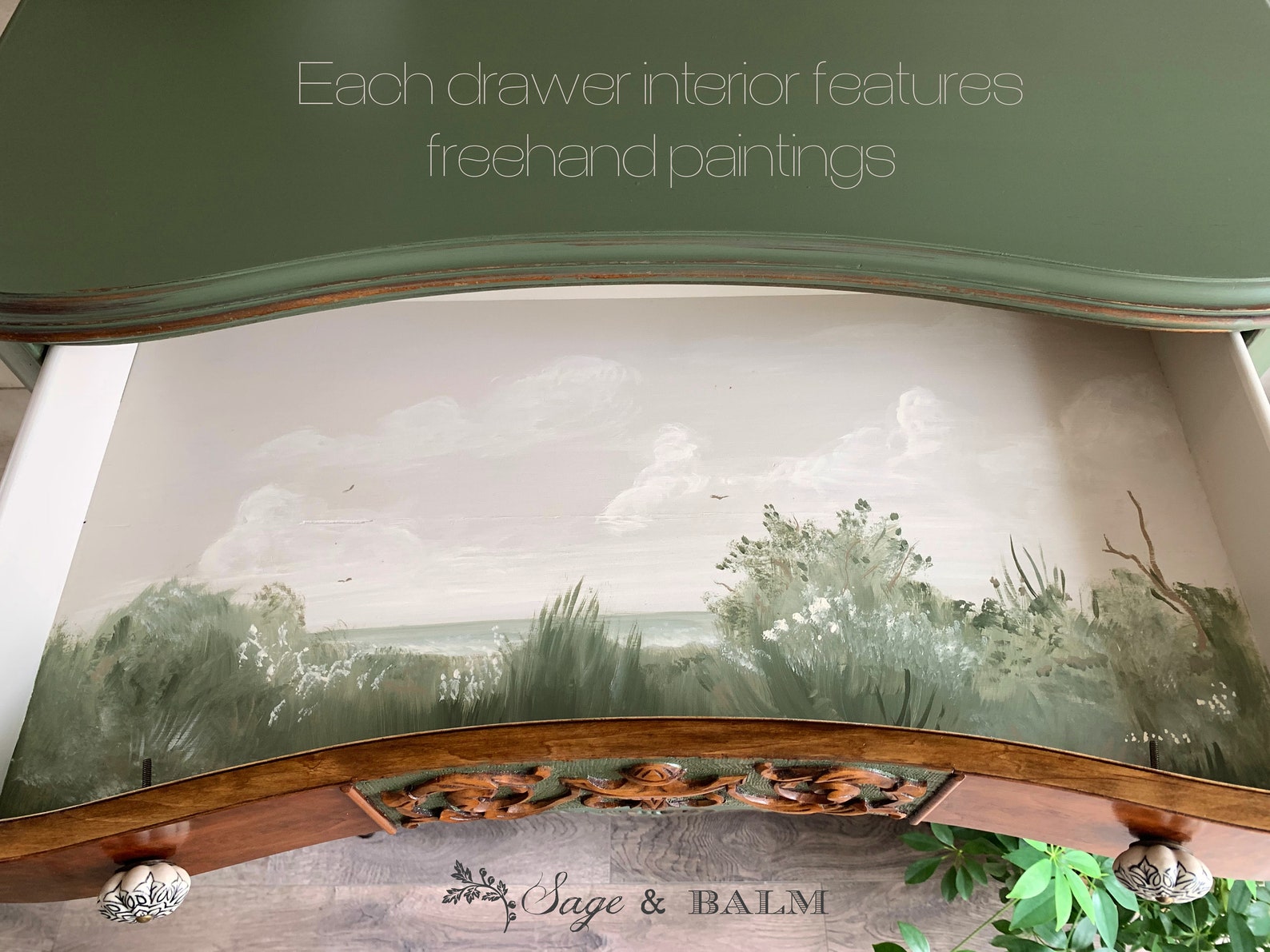 SOLD | Green & Mahogany Antique Wood Tallboy Dresser | Painted ...