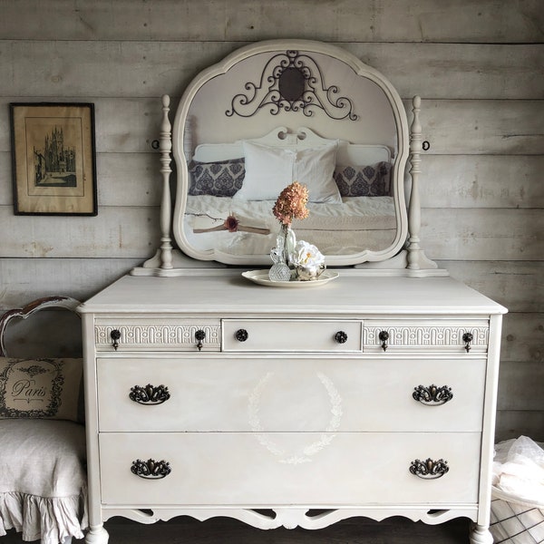 Antique 5 Drawer Dresser With Mirror - Etsy