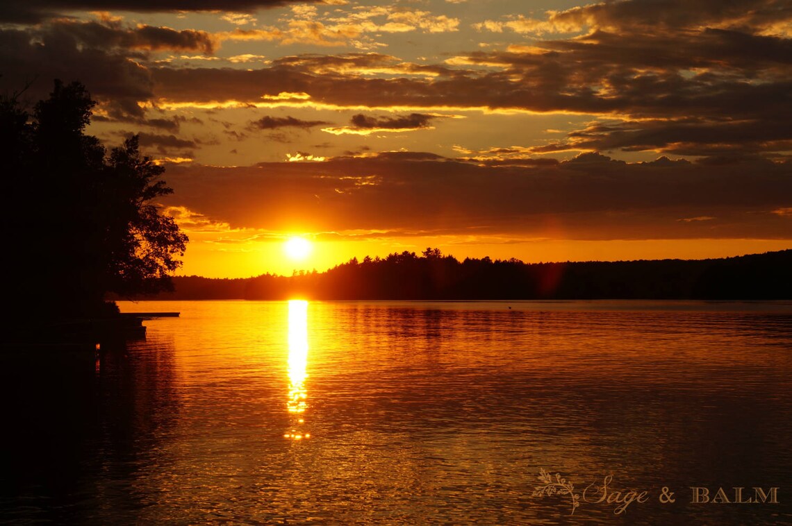 Bright Sunset Over a Lake Landscape Nature Fine Art Photography Print ...