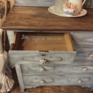SOLD | Blue Primitive Shabby Chic Antique Dresser or Sideboard | Rustic ...