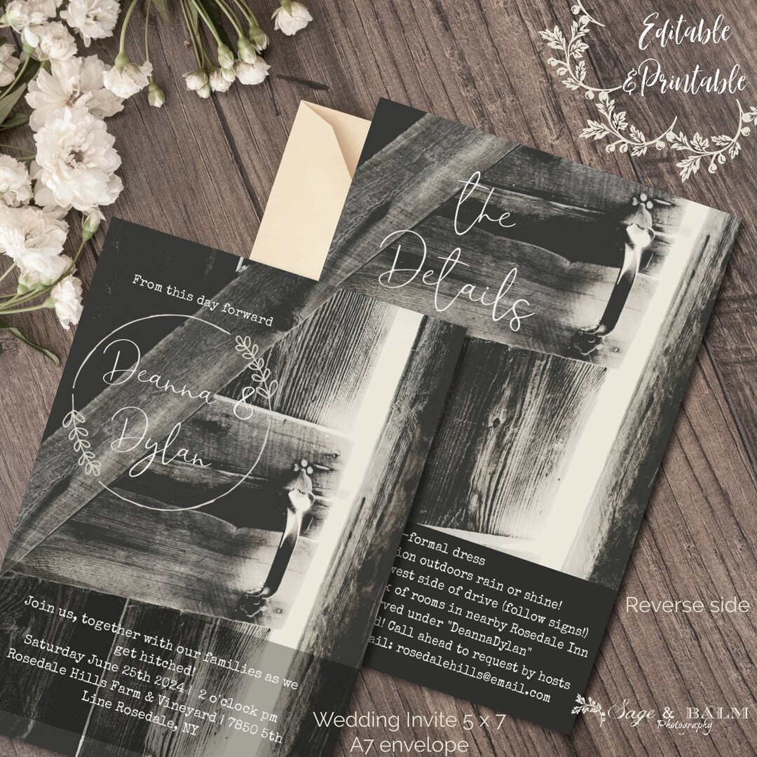 Rustic Door Ajar Digital Wedding Template Suite Set of 6 | Printable ...