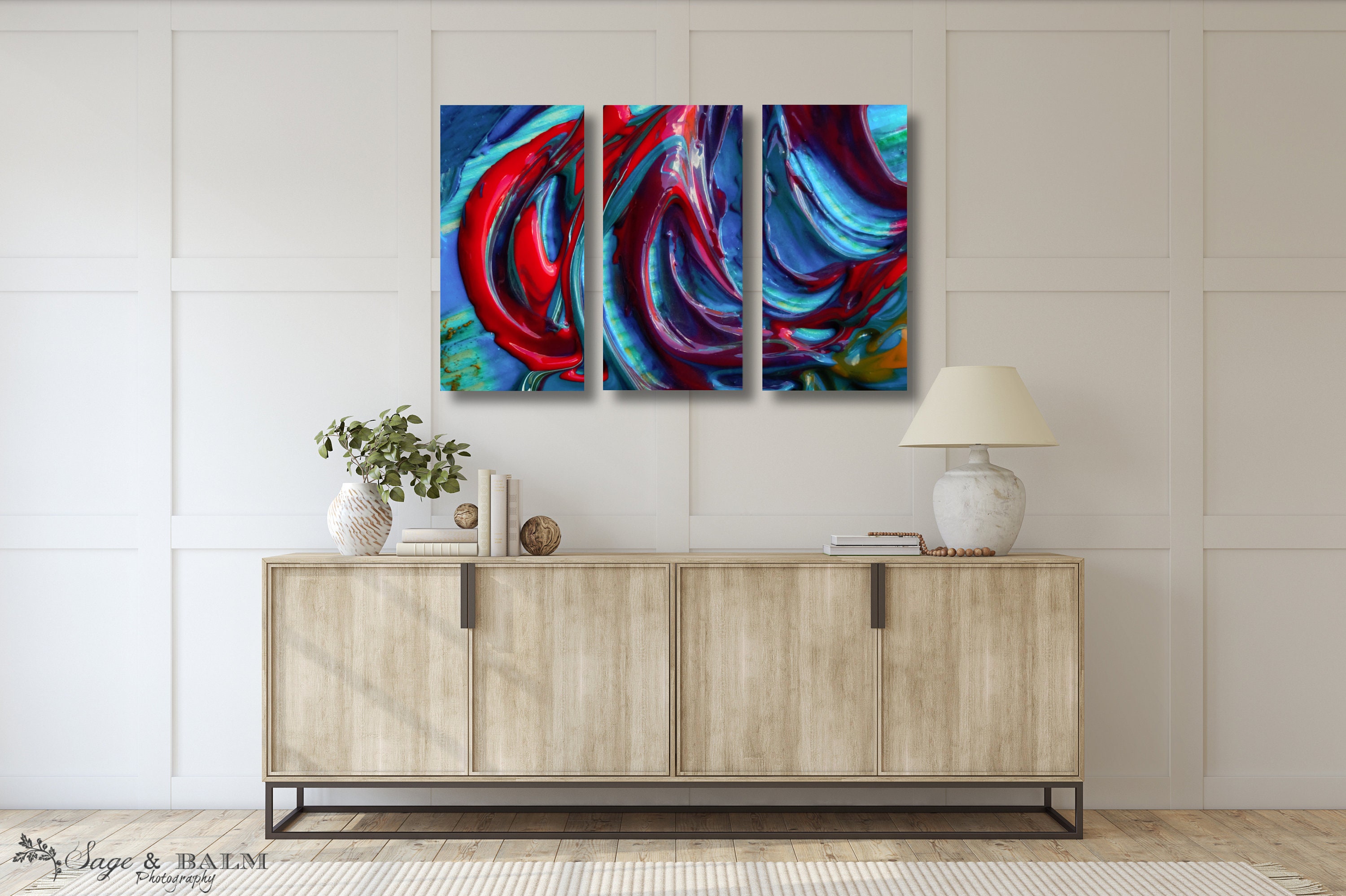 Abstract Modern Art Bold Colors Painting Photo Print Canvas Bright ...