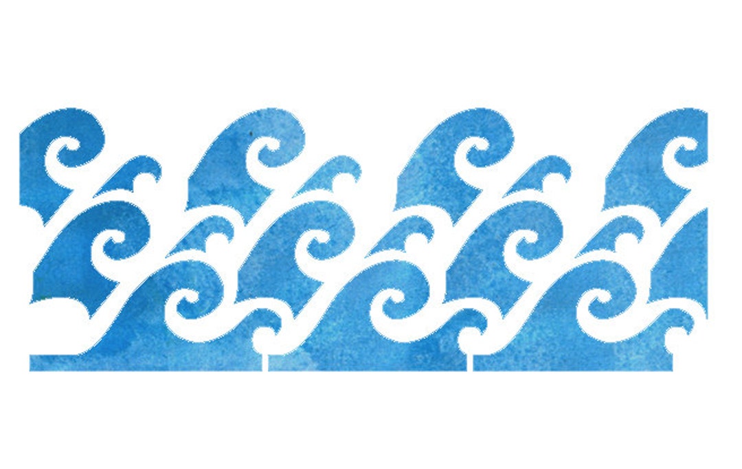 Waves Border Design Stencil - Etsy