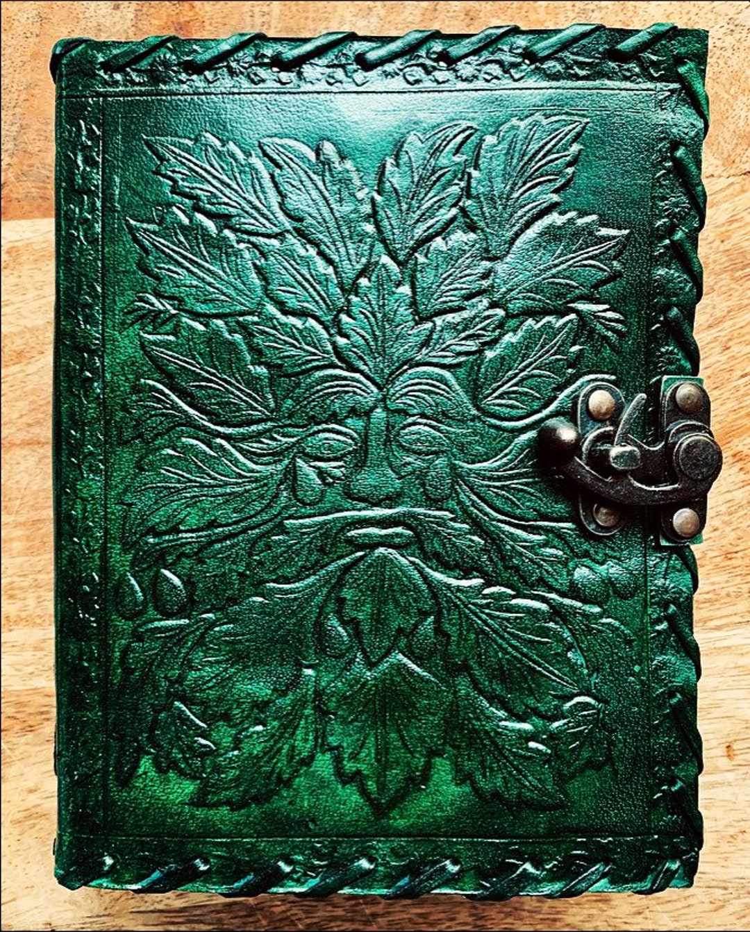 Large Green Man Leather Journal - Etsy