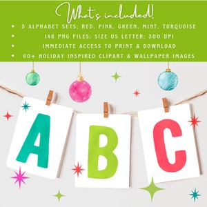 Christmas Alphabet PNG, Watercolor Christmas Clipart, Watercolor ...