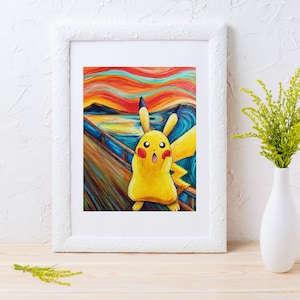 Pikachu Parody Art Print, Fan Art Print, the Scream, Edvard Munch ...