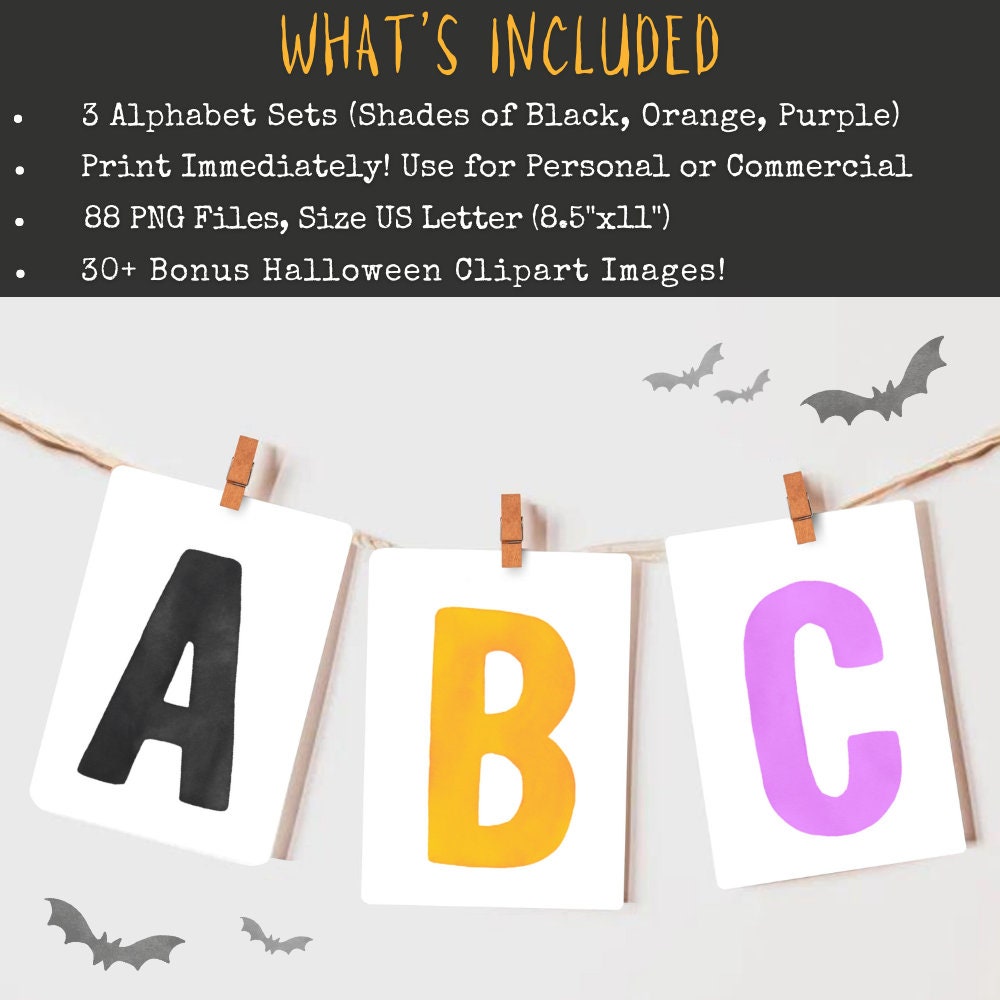 Watercolor Halloween Alphabet PNG Clipart, Spooky Font (digital ...
