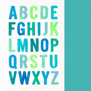 Watercolor Alphabet PNG, Mermaid Party, Watercolor Alphabet Clipart ...