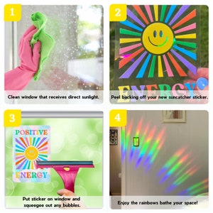 Rainbow Suncatcher Sticker, "positive Energy" Large Holographic Window ...